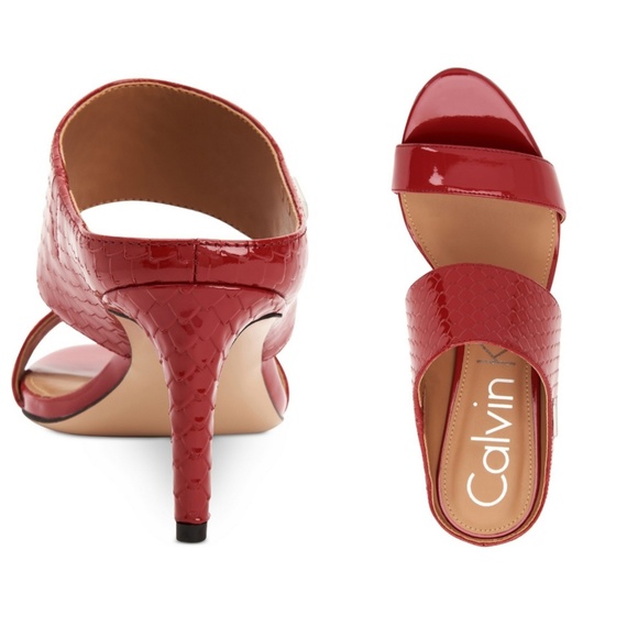 Calvin Klein | Shoes | Calvin Klein Cecily Python Red Dress Sandal ...